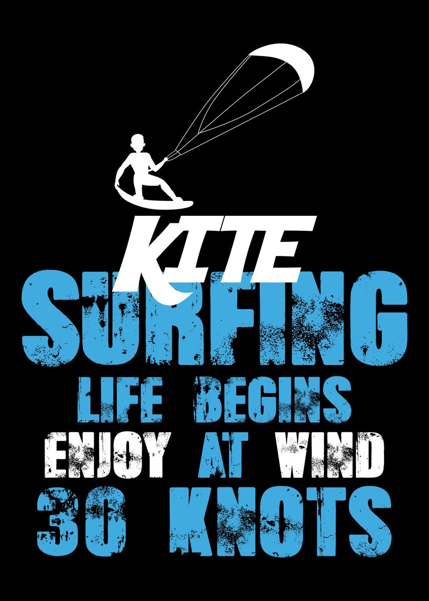 'Funny kite surfing gift qu' Poster, picture, metal print, paint by ...