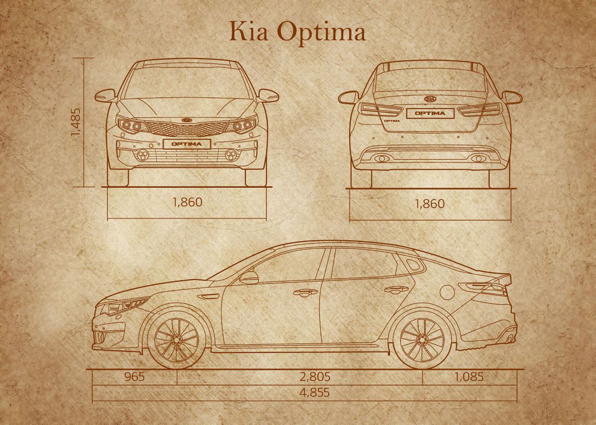 'kia Optima 2017 blueprint' Poster by shiner artist | Displate