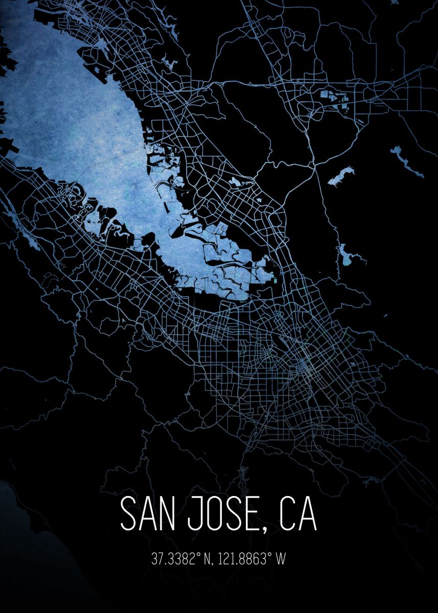 'San Jose City Map' Poster by The Trackless Road | Displate