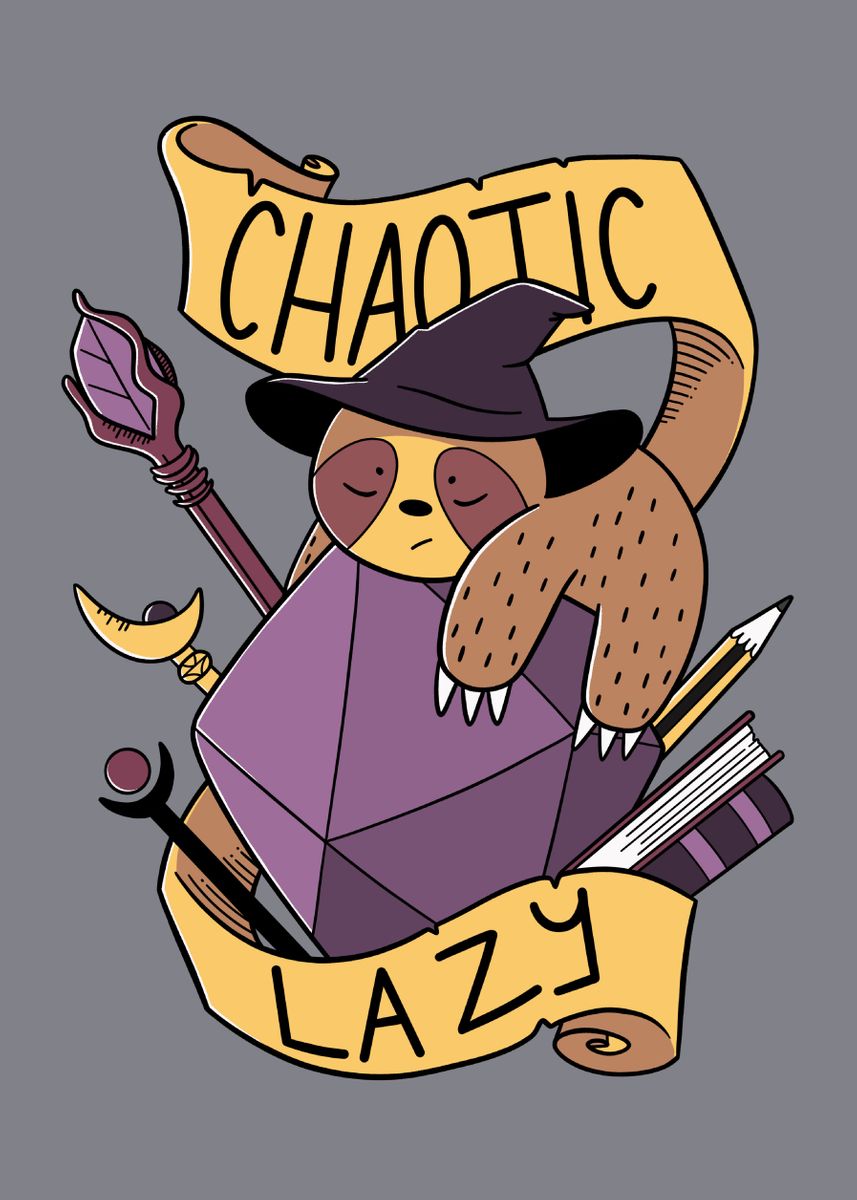 'RPG Sloth' Poster, picture, metal print, paint by Sara Gaiaudi | Displate