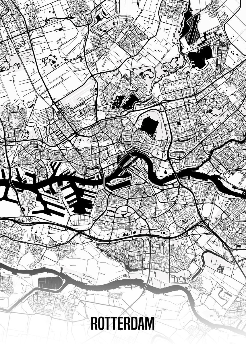 'Rotterdam map' Poster, picture, metal print, paint by LUNGHISTE | Displate
