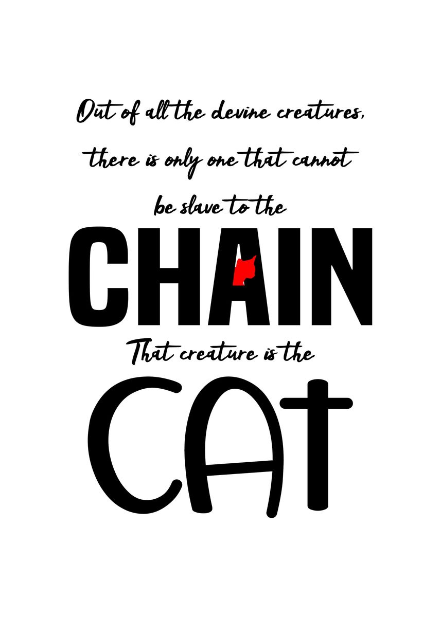 'Chain Cat Wall Art ' Poster, picture, metal print, paint by Decoratier ...