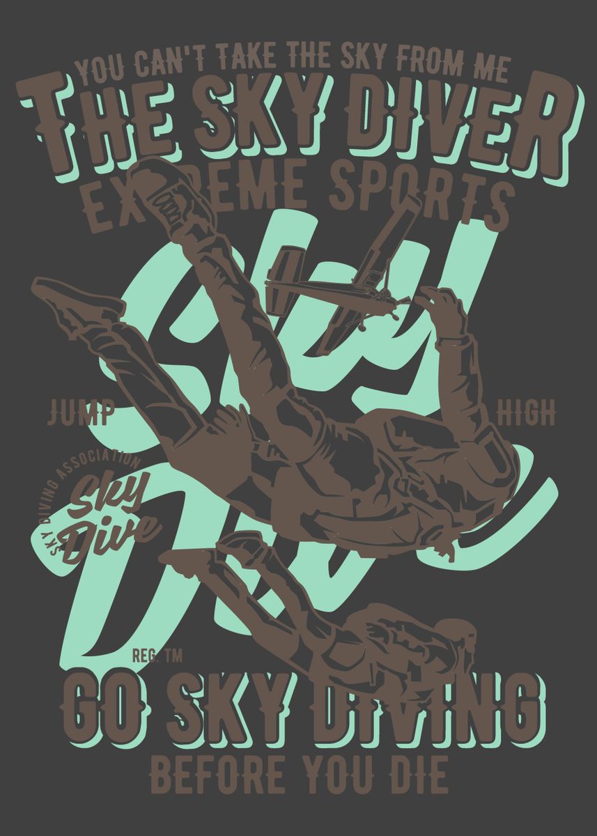 'Sky Diver' Poster, picture, metal print, paint by thetshirtshop2020 ...