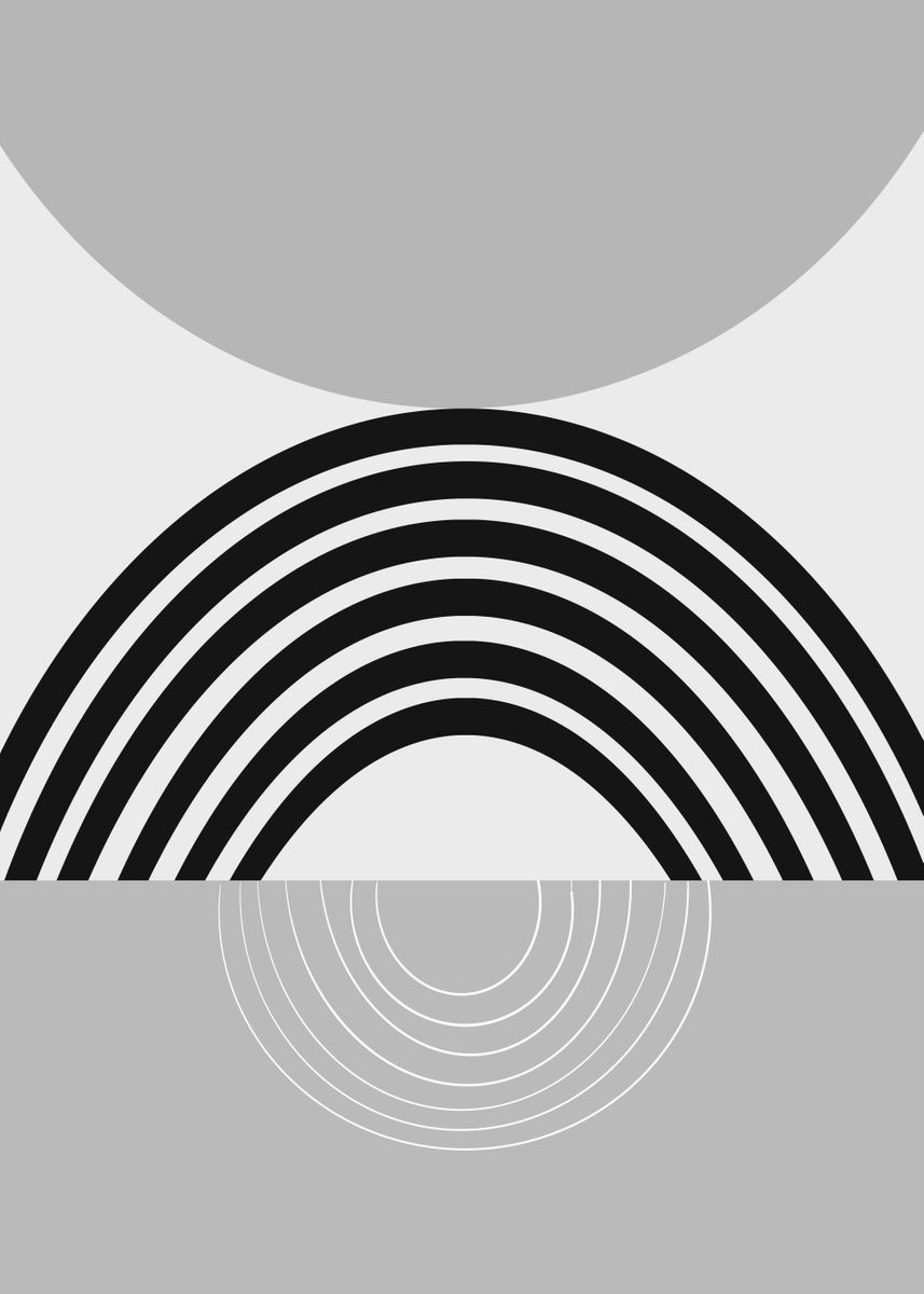 'Black Gray White Sun Arch ' Poster, picture, metal print, paint by ...