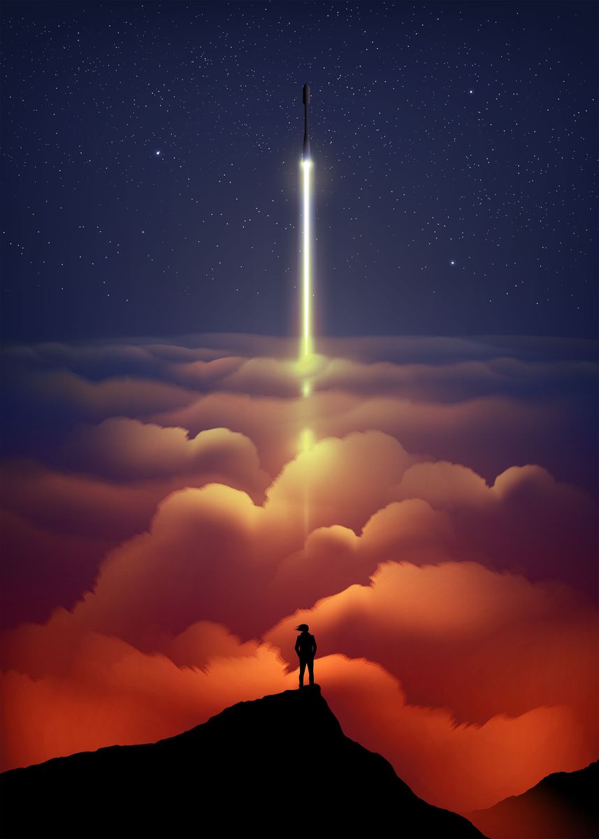 'Rocket Lift Off' Poster, picture, metal print, paint by Kunyah | Displate