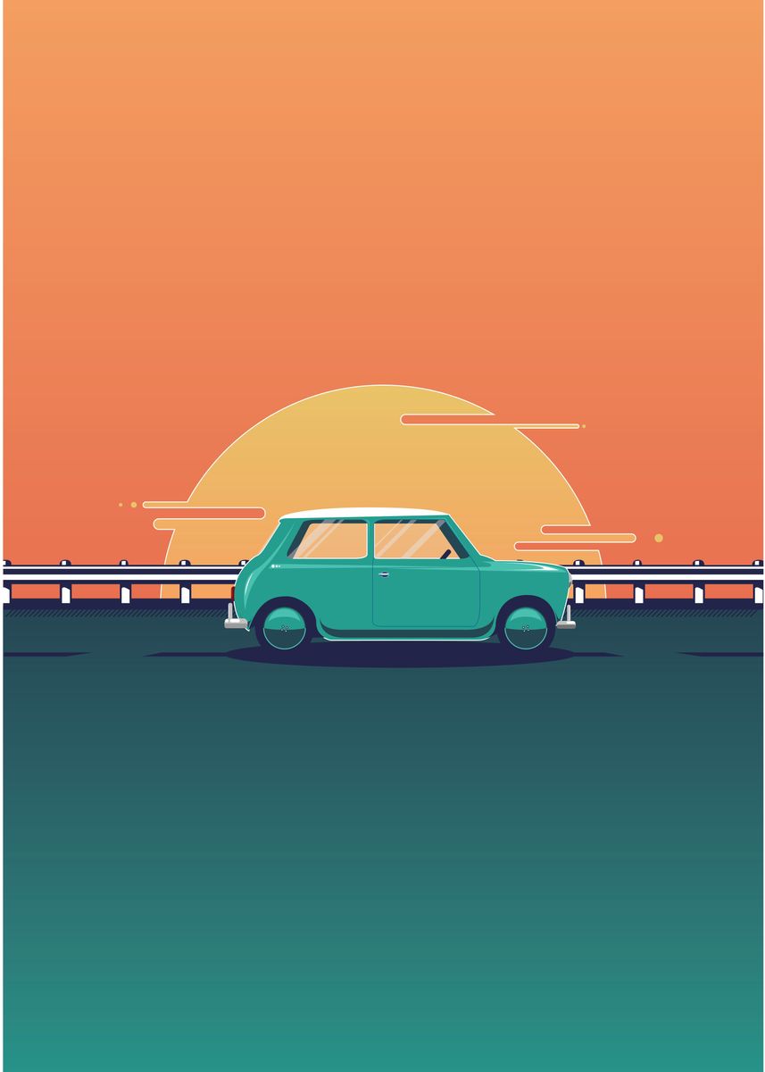 'Austin Mini Cooper' Poster by Demetr0s Designs | Displate