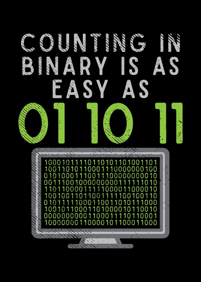 'Counting In Binary Is As' Poster, picture, metal print, paint by Uwe ...