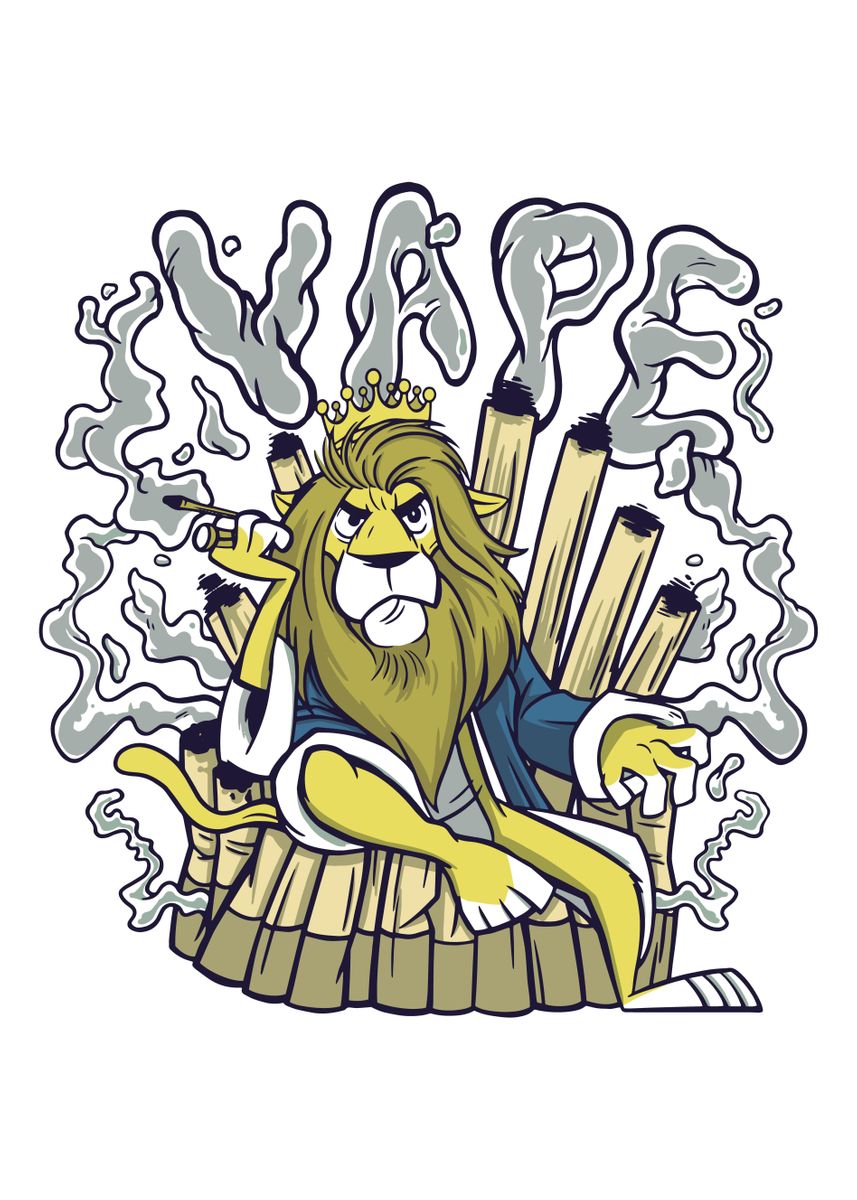'Vape Lion Animals Wildlife' Poster, picture, metal print, paint by ...