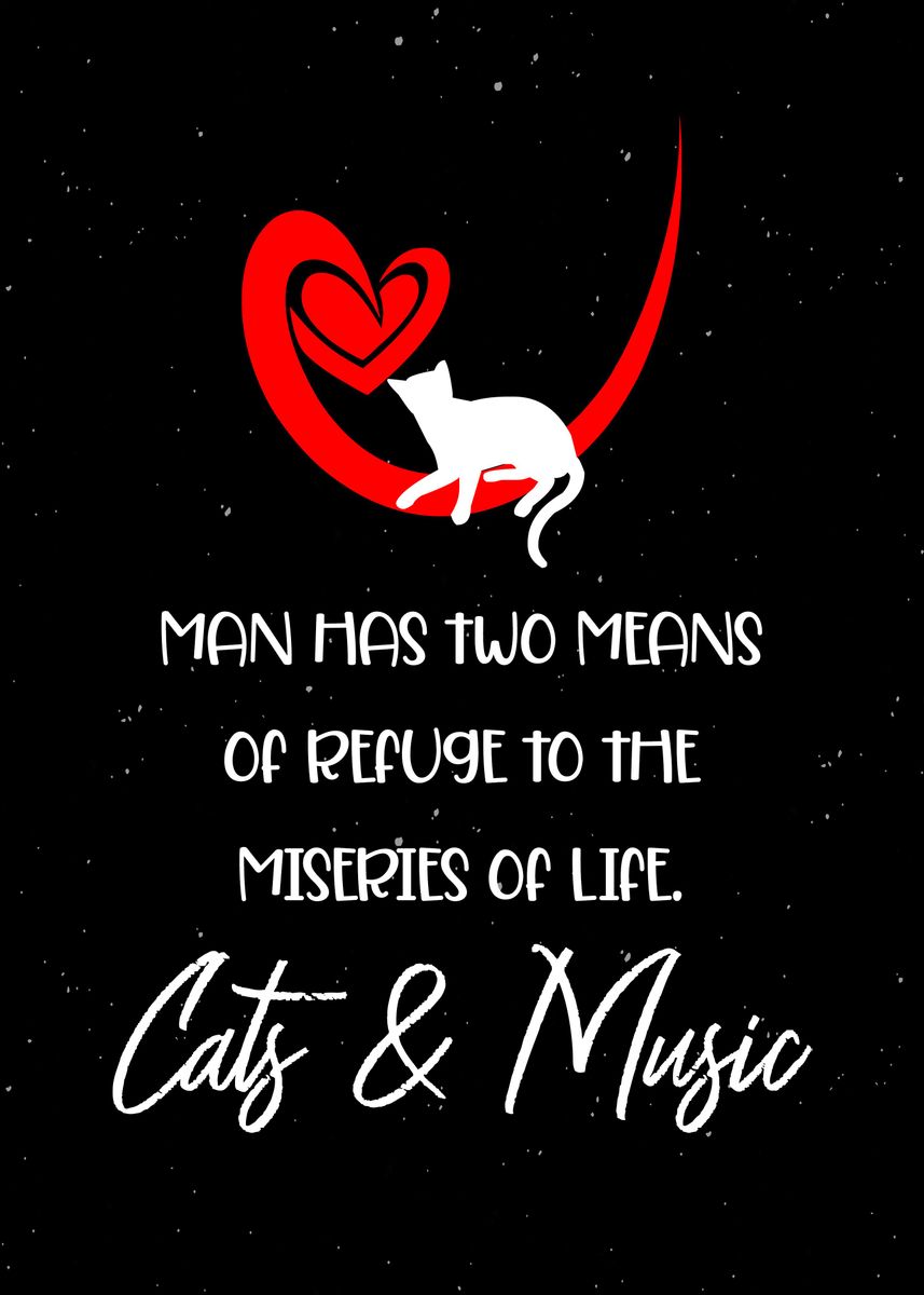 'Cat And Music Wall Art' Poster by Decoratier Qwerdenker | Displate
