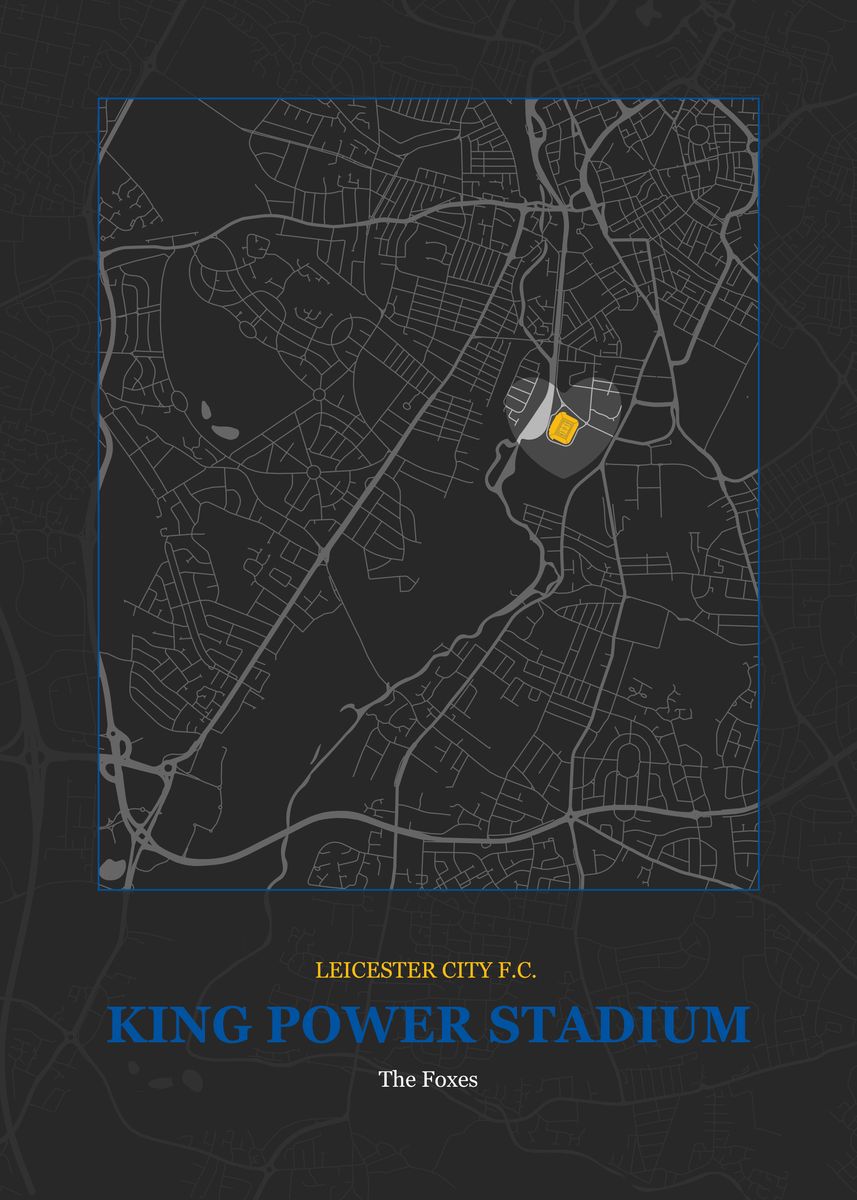 'King Power Stadium Map' Poster, picture, metal print, paint by Dany ...