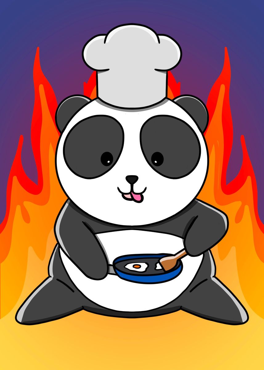 'Cute Panda chef' Poster, picture, metal print, paint by Hawaiian29 ...
