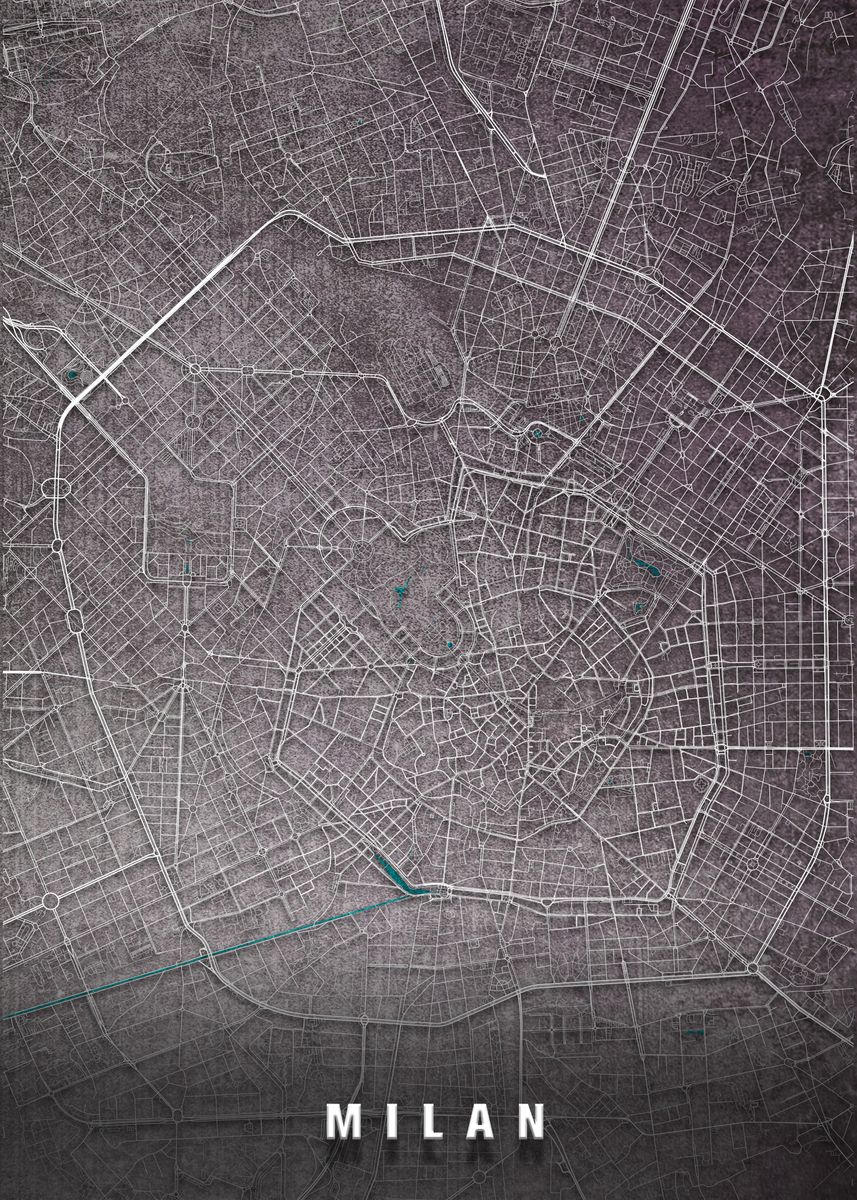 'Milan City Map' Poster by Maksymilian Kulig | Displate