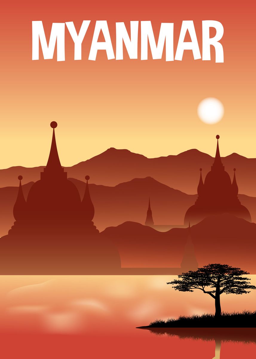 'Myanmar' Poster, picture, metal print, paint by haibro | Displate