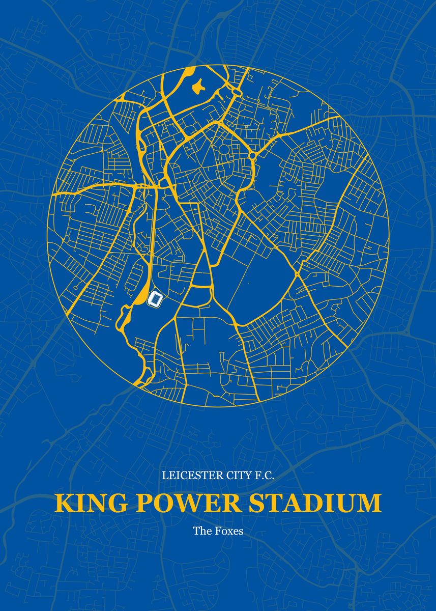 'King Power Stadium Map' Poster, picture, metal print, paint by Dany ...