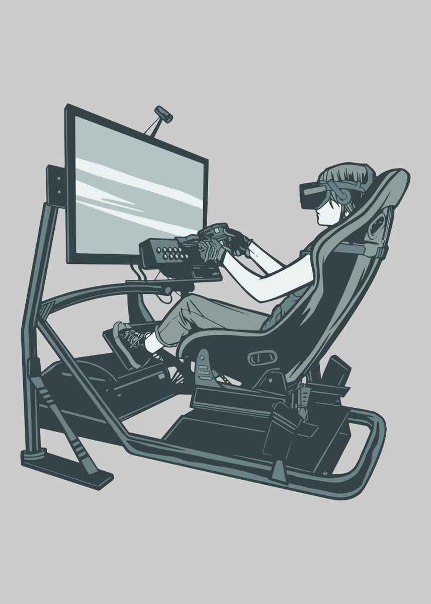 'VR Racing Game Design' Poster, picture, metal print, paint by ...