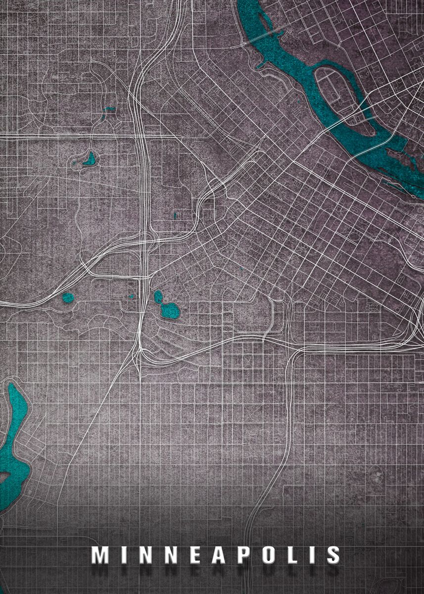 'Minneapolis City Map' Poster by Maksymilian Kulig | Displate