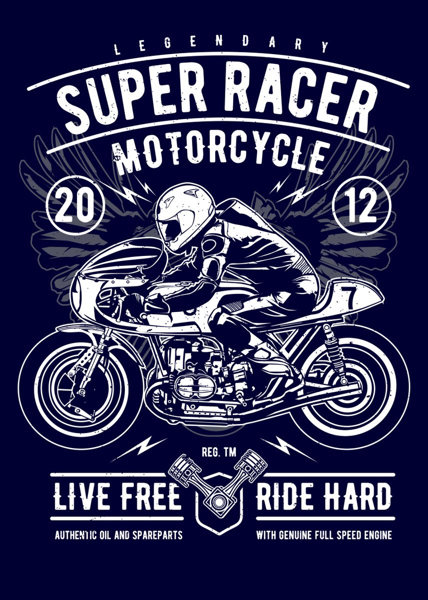 'Super Racer Motorcycle' Poster, picture, metal print, paint by ...