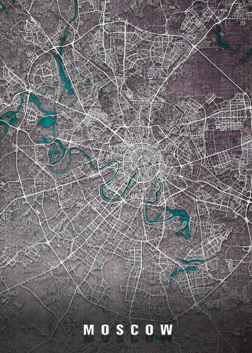 'Moscow City Map' Poster by Maksymilian Kulig | Displate