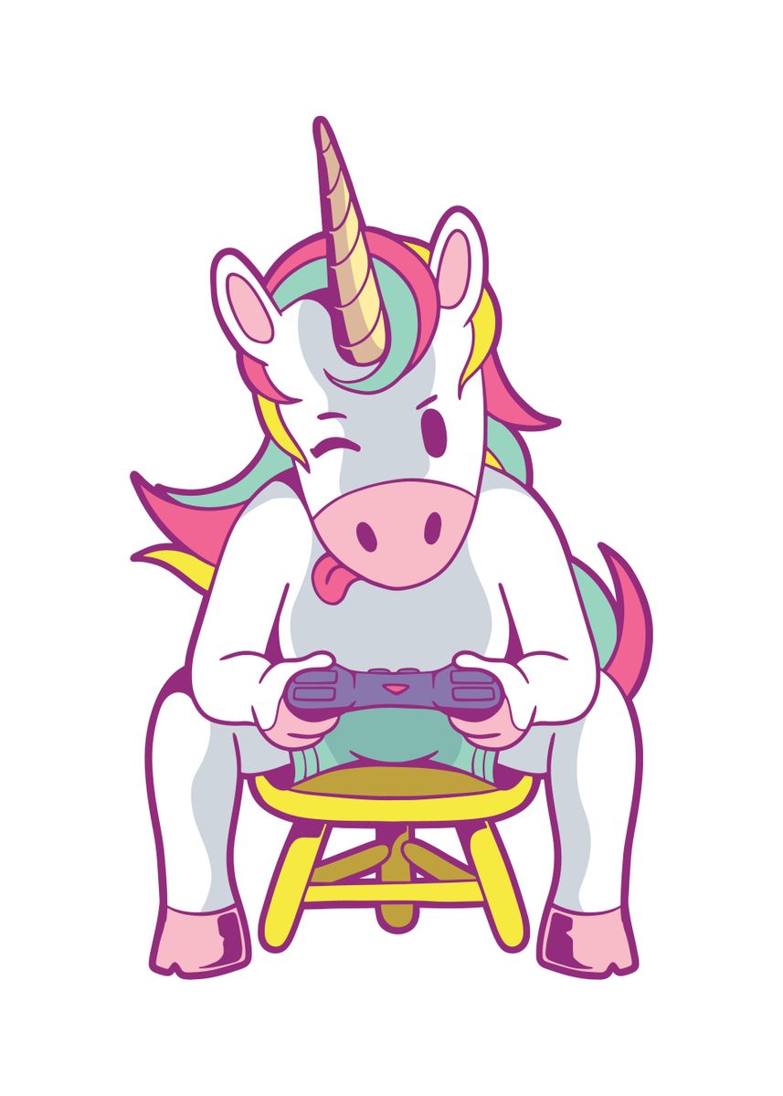 'Unicorn Gaming Design' Poster, picture, metal print, paint by ...