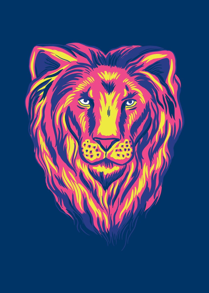 'Vaporwave Lion Neon Gift' Poster by Philip Anders | Displate