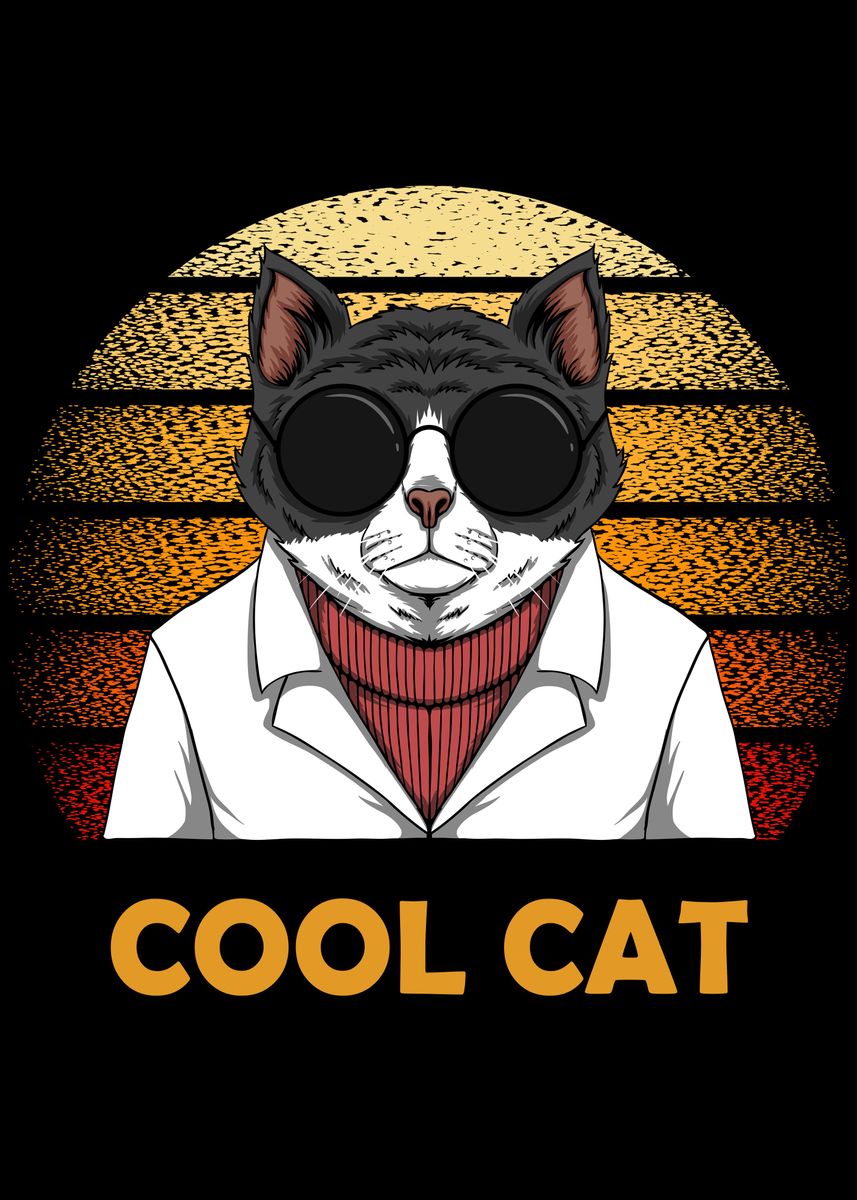 'Mr Cool Cat Animal' Poster, picture, metal print, paint by Max Ronn ...
