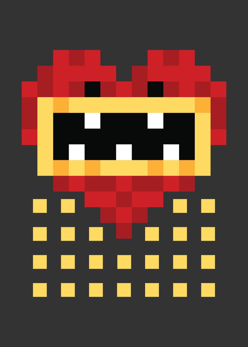 'Pixel Monster Heart Gaming' Poster, picture, metal print, paint by ...