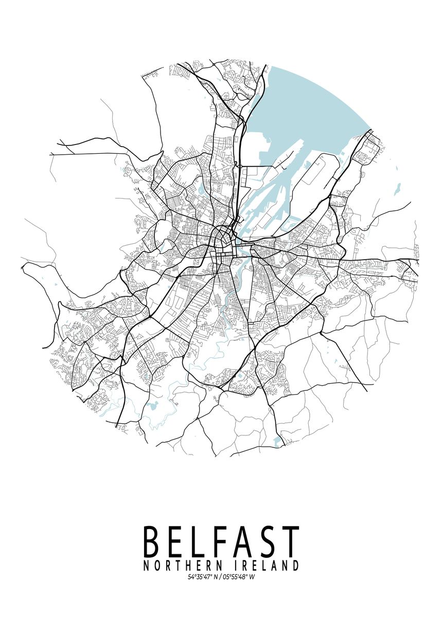 'Belfast City Map Circle' Poster by deMAP Studio | Displate