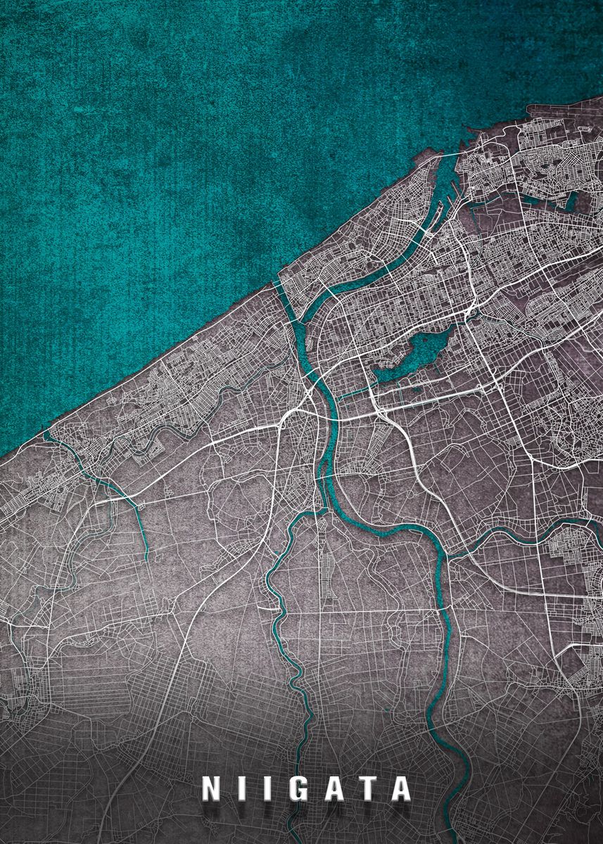 'Niigata City Map' Poster by Maksymilian Kulig | Displate