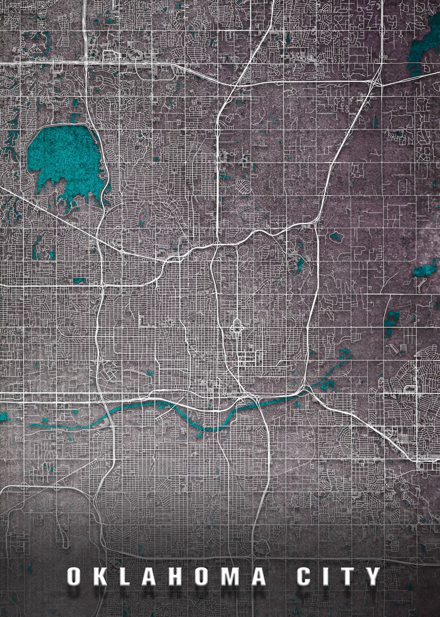 'Oklahoma City Map' Poster by Maksymilian Kulig | Displate