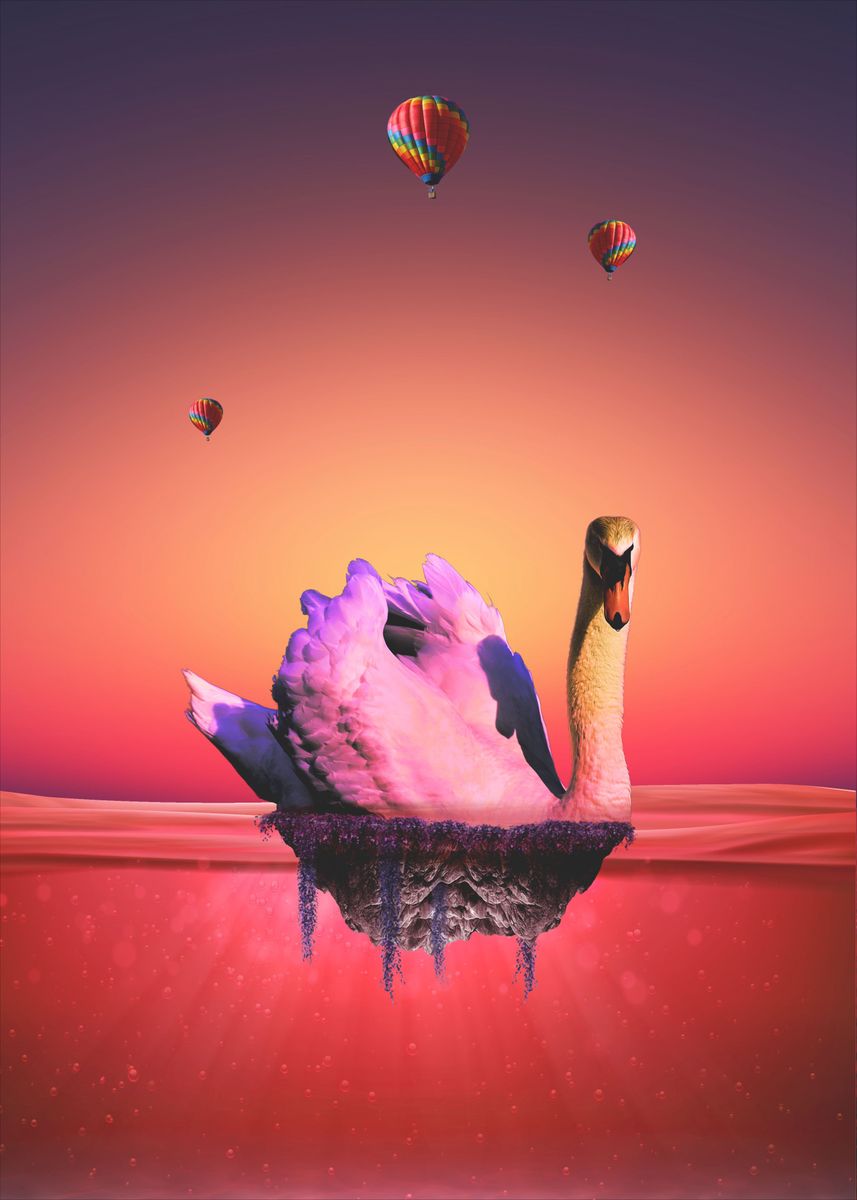 'Swan Island Surrealistic' Poster, picture, metal print, paint by ...