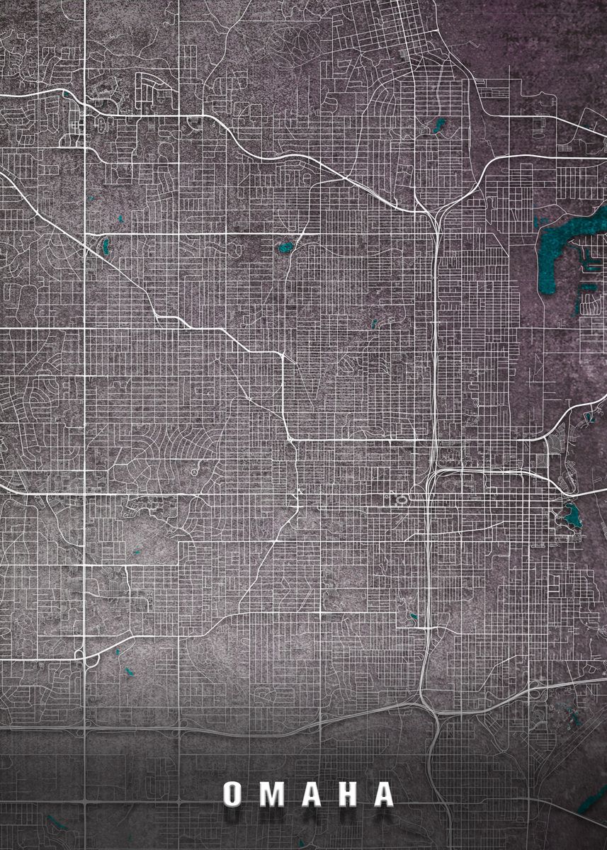 'Omaha City Map' Poster, picture, metal print, paint by Maksymilian ...