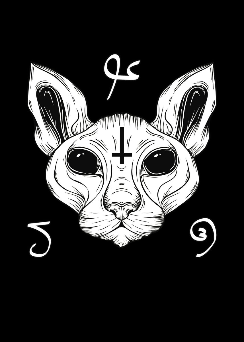 'Cat From Hell Baphomet' Poster, picture, metal print, paint by Foxxy ...