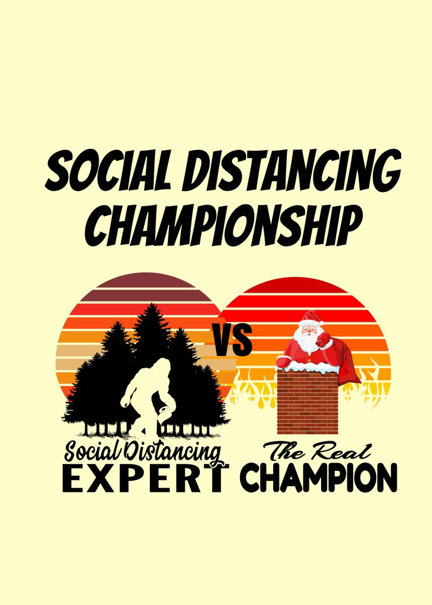 'Social Distancing Santa' Poster, picture, metal print, paint by ...