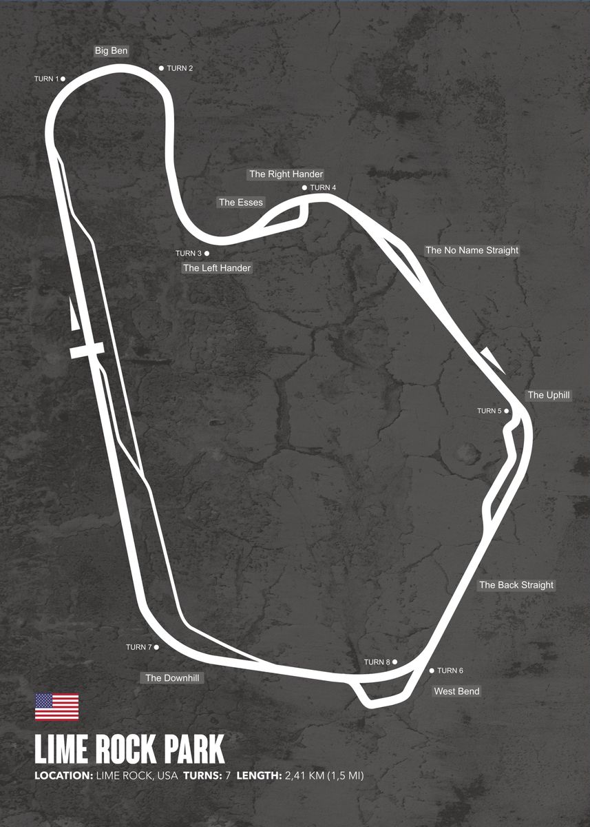 'Lime Rock Park' Poster, picture, metal print, paint by Mapsters | Displate