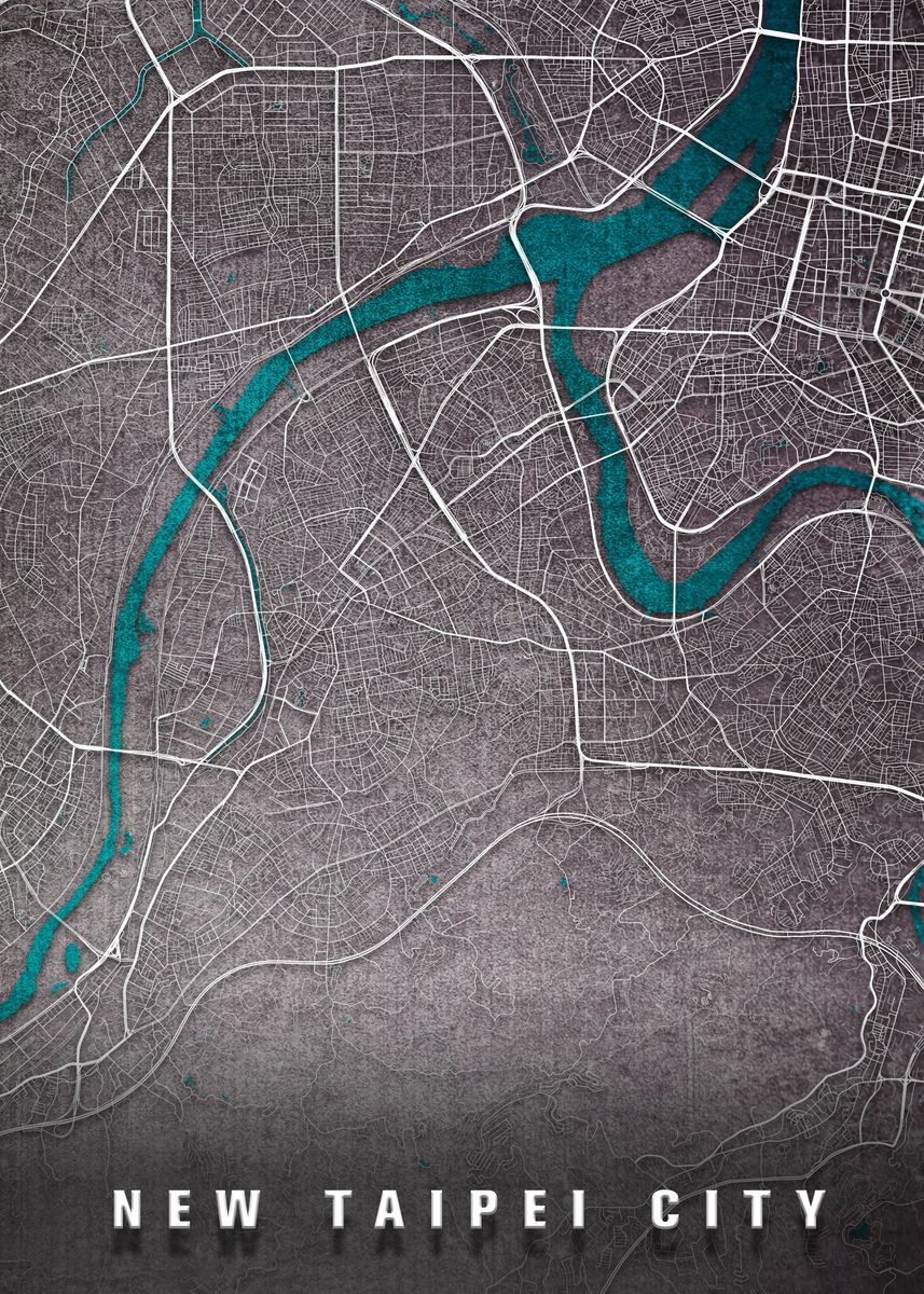 'New Taipei City Map' Poster, picture, metal print, paint by ...