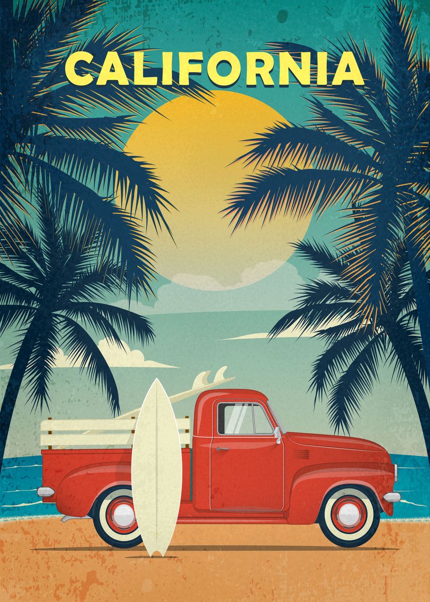 'California Surfing' Poster by Kunyah | Displate