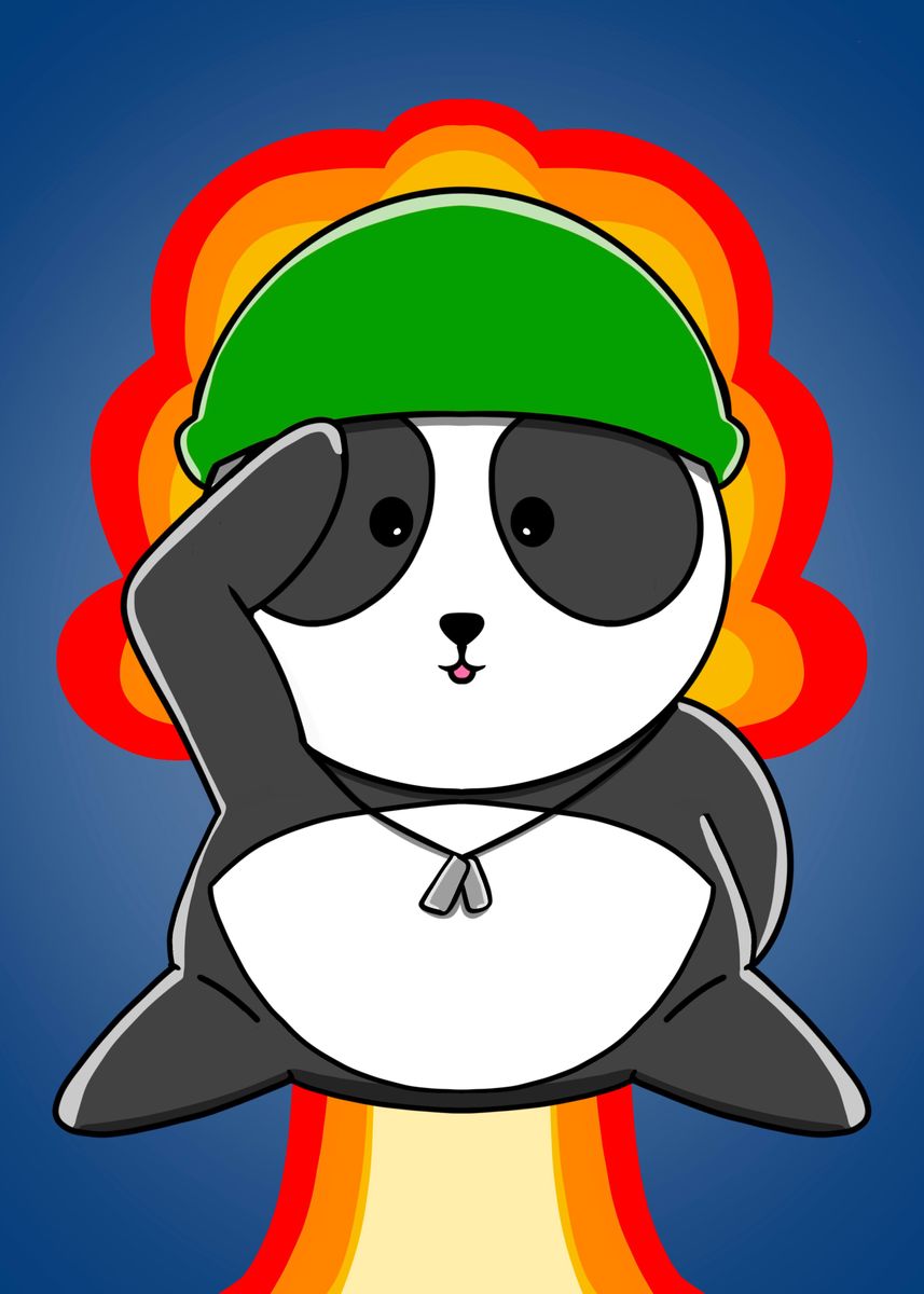 'Cute Panda military' Poster, picture, metal print, paint by Hawaiian29 ...