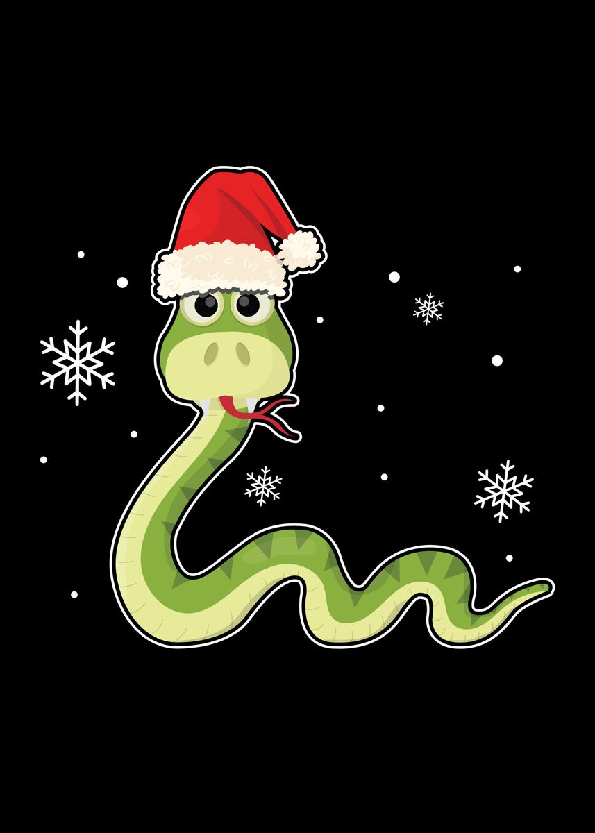 'Christmas Gift Snake' Poster, picture, metal print, paint by TW Design ...