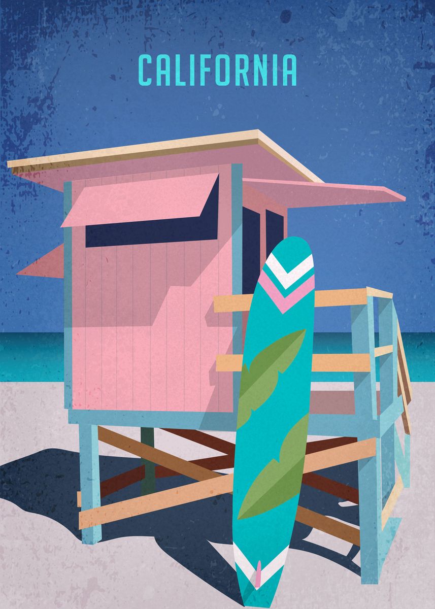 'California Surfing' Poster, picture, metal print, paint by Kunyah ...