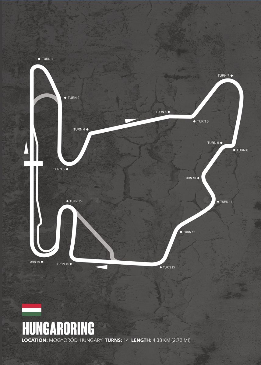 'Hungaroring' Poster, picture, metal print, paint by Mapsters | Displate