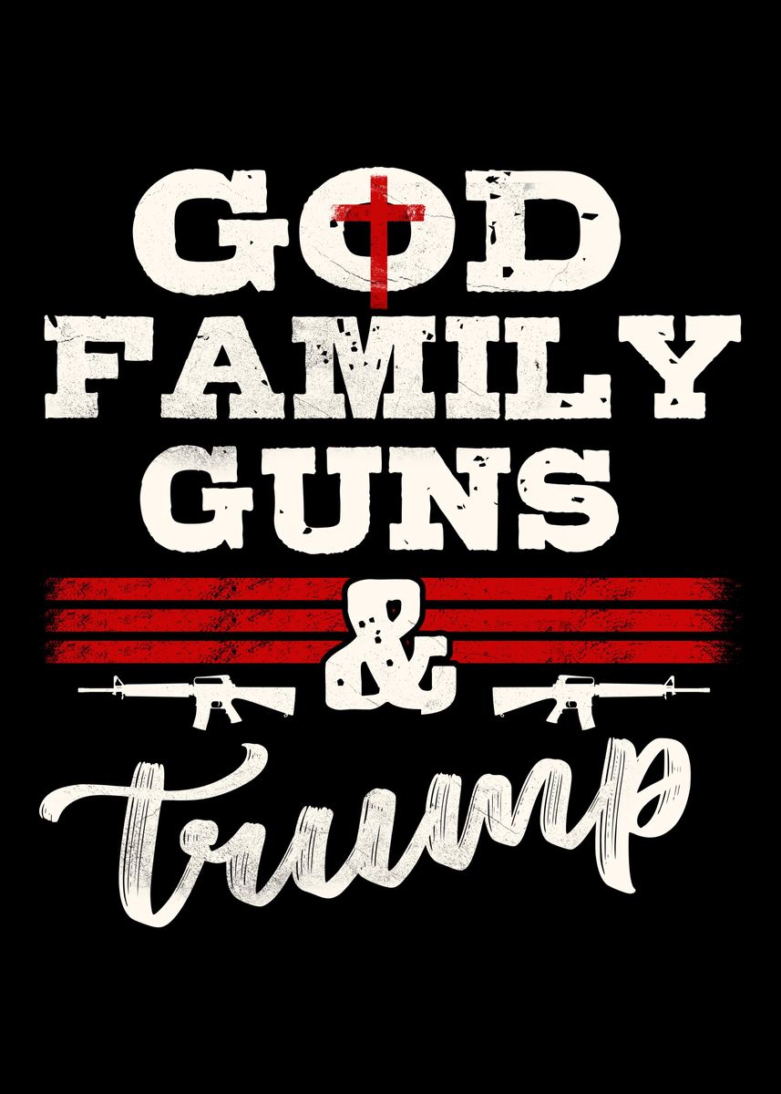 'God Family Guns' Poster, picture, metal print, paint by Cooldruck ...