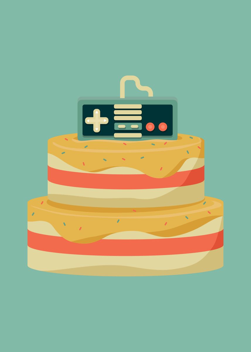 'Gaming Cake Birthday' Poster by StonerPlates | Displate