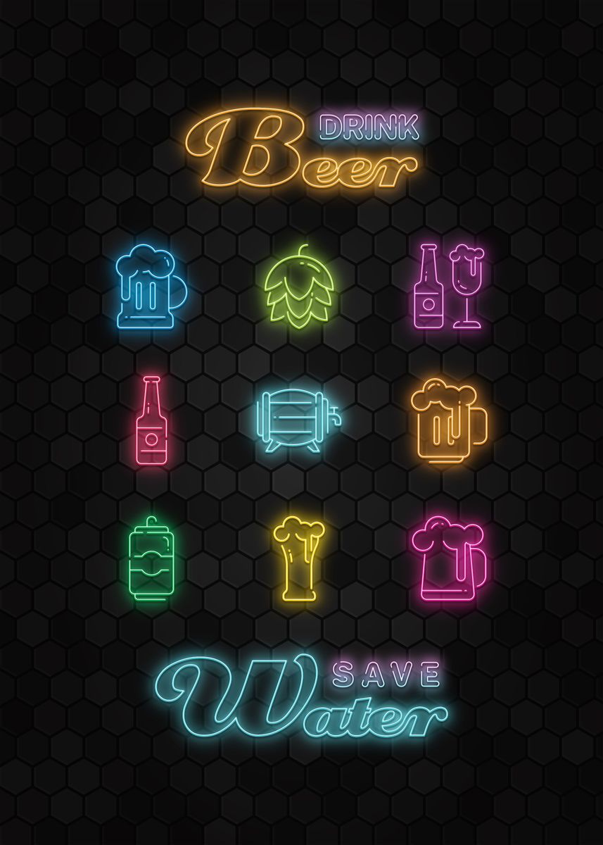 'Neon Beer' Poster by Kunyah | Displate