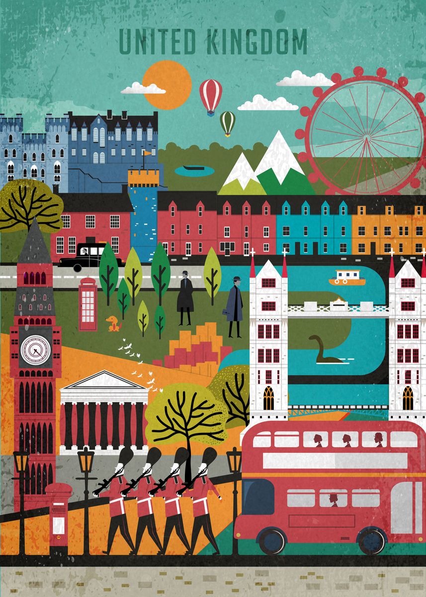 'United Kingdom' Poster, picture, metal print, paint by Kunyah | Displate