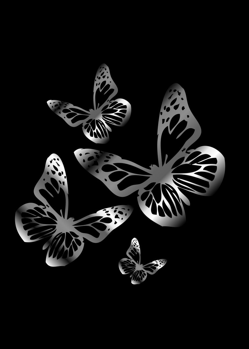 'Silver Butterflies' Poster, picture, metal print, paint by Shawlin I ...