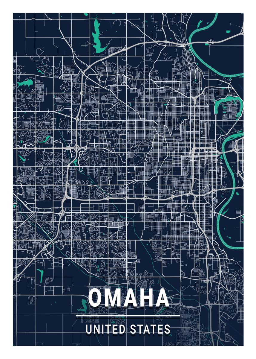 'Omaha Blue Dark Color City' Poster by Tien Stencil | Displate