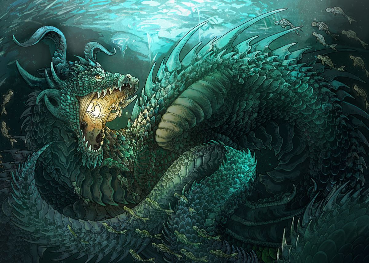 'Asure Dragon' Poster by Rowynn Ellis | Displate