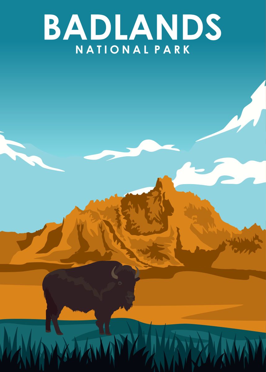 'Badlands National Park' Poster, picture, metal print, paint by Jorn ...