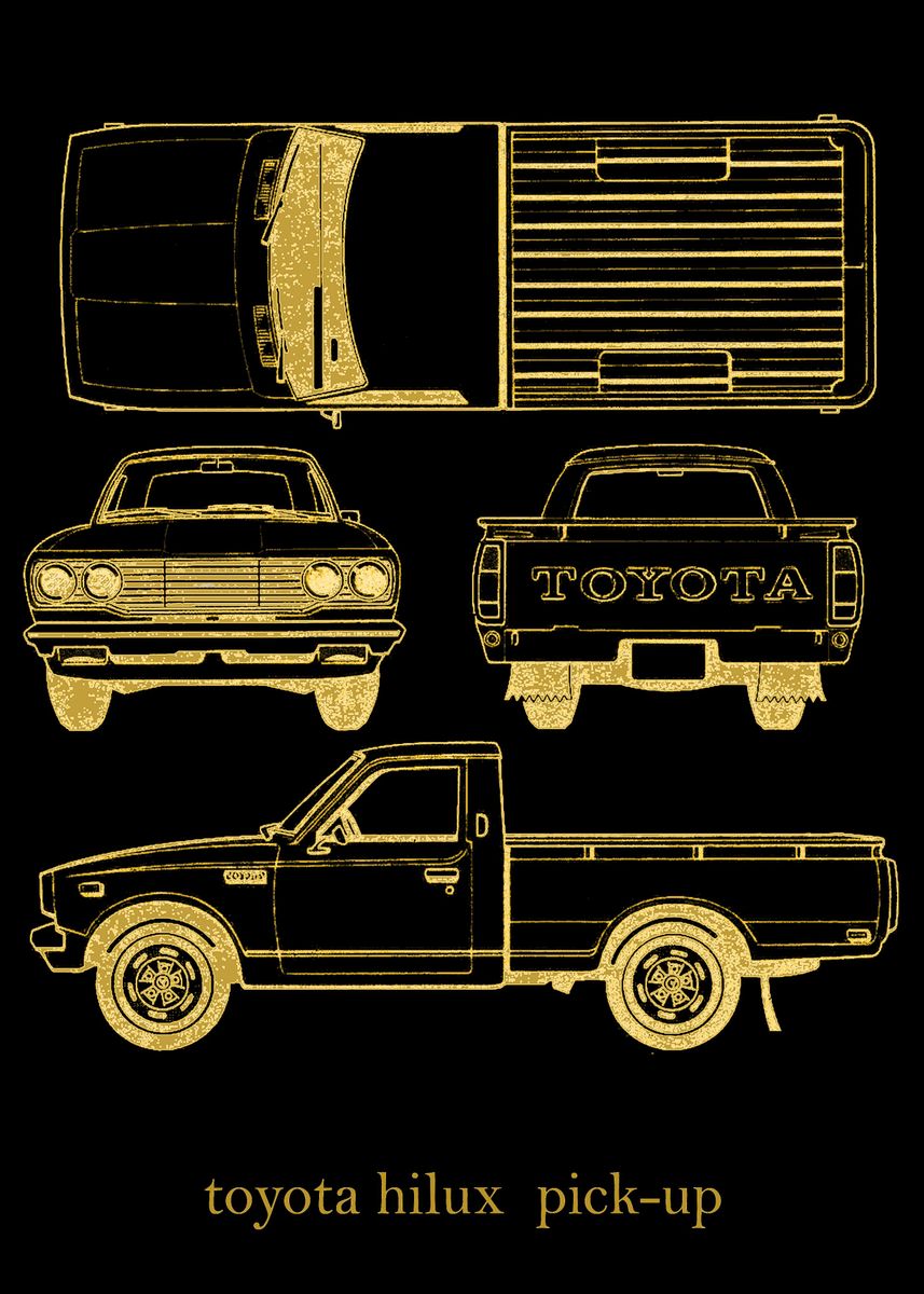 'toyota hilux pick up gold' Poster by B & W Arts | Displate