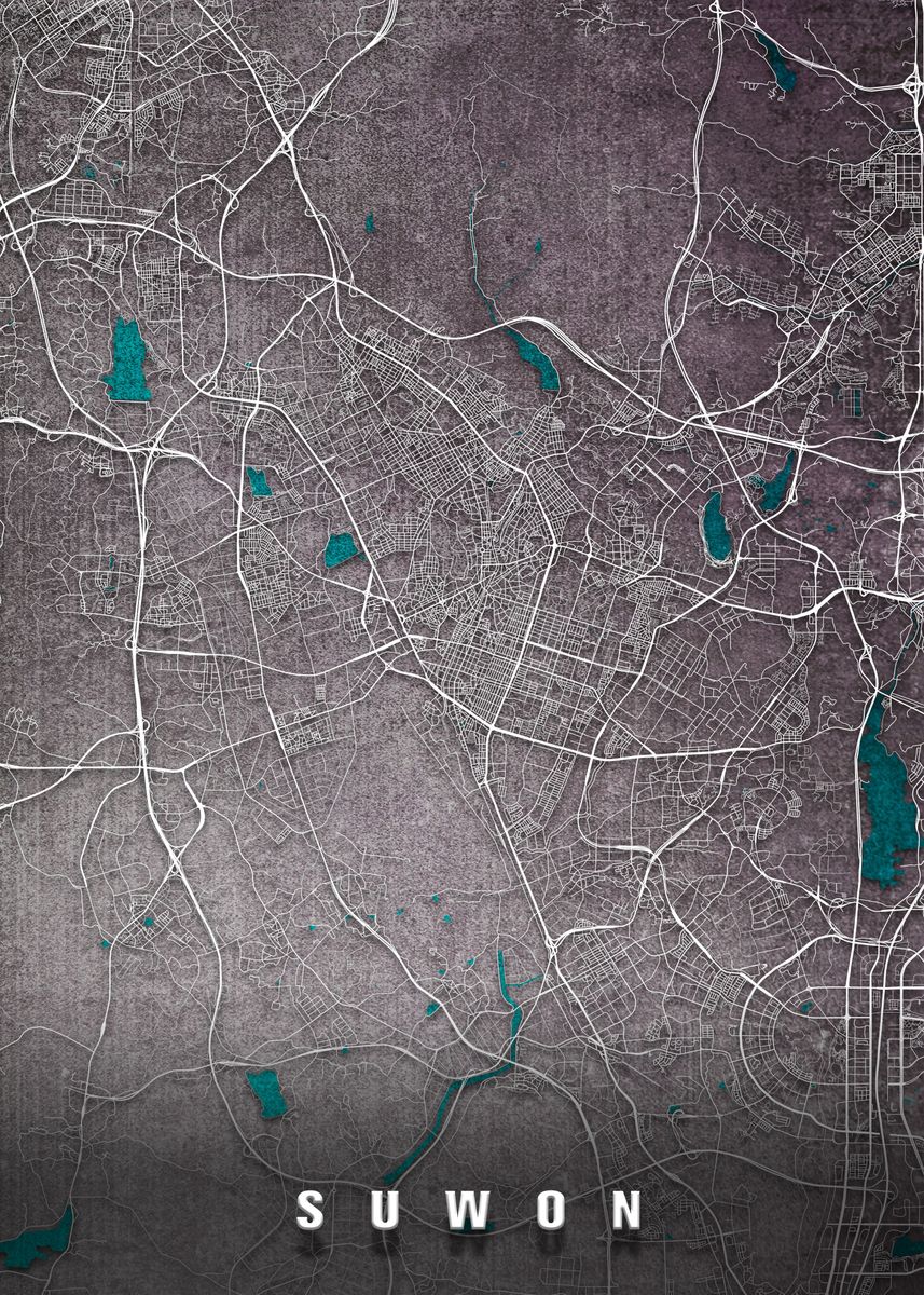 'Suwon Map' Poster, picture, metal print, paint by Maksymilian Kulig ...